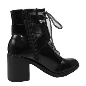 Shoes | Military Combat Lace Up Block Heel Ankle Boot | Poshmark